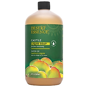 Desert Essence Castile Liquid Soap With Eco-Harvest Tea Tree Oil - 32 Fl Oz - Face & Body Cleansing - Coconut & Olive Oil - May Diminish Imperfections & Help Reduce Oil