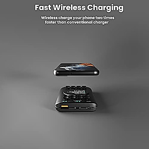 TECHSMARTER 12000mAh 18W USB-C PD Wireless Power Bank with Anti-Slip Suction Cups. Portable Charger Compatible with iPhone 15, 14, 13, 12, 11, SE 2020, X, XR, XS, Samsung S23, S22, S21, S20, S10, S9