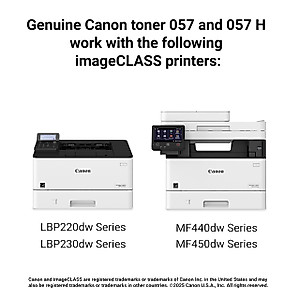 Canon Genuine Toner Cartridge 057 Black (3009C001), 1-Pack, for Canon imageCLASS MF449dw, MF448dw, MF445dw, LBP228dw, LBP227dw, LBP226dw Laser Printers, Standard