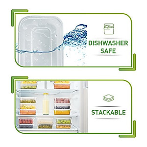 PrepNaturals Containers- 10 Pack of 25 Oz 100% BPA-free Plastic Food Containers with Lids- For Meal Preps and Storage- Dishwasher Safe- Food Storage Containers with Lids