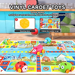 XQW Baby Toys Soft Cars for Toddlers 1-3,Rubber Toy Cars for 1+ Year Old Boys Girls,6pcs Push and go Toys car with 57"*38.5" playmat,Toddler Educational Toys Cars Gift for 1 2 3 4 Year Old boy Girl