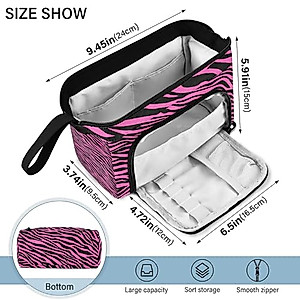 Fisyme Pink Zebra Print Pencil Case Large Capacity Pencil Pouch Pen Bags Box Big Makeup Pencil Case Organizer
