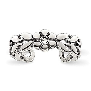 IceCarats 925 Sterling Silver Vintage Rhinestone Crystals Adjustable Toe Ring Open Midi Band Summer Beach Jewelry