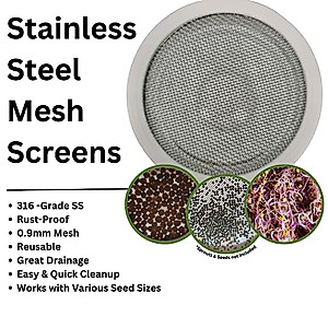 ON THE GROW - Complete Sprouting Kit - 2 Large 32oz Wide-Mouth Mason Jars, Premium Screen lids, Blackout Sleeves, Tray and Sprouter Stand - for Growing Broccoli, Mung Bean, Alfalfa Sprout from Seed