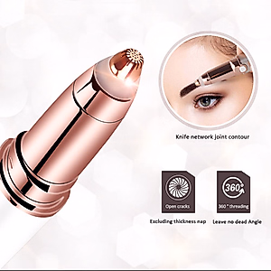 2 in 1 Eyebrow Trimmer Facial Hair Remover Electric Razor for Women Pubic Hair Bikini Shaver Epilator for Face Peach Fuzz Lips Painless Rechargeable Portable