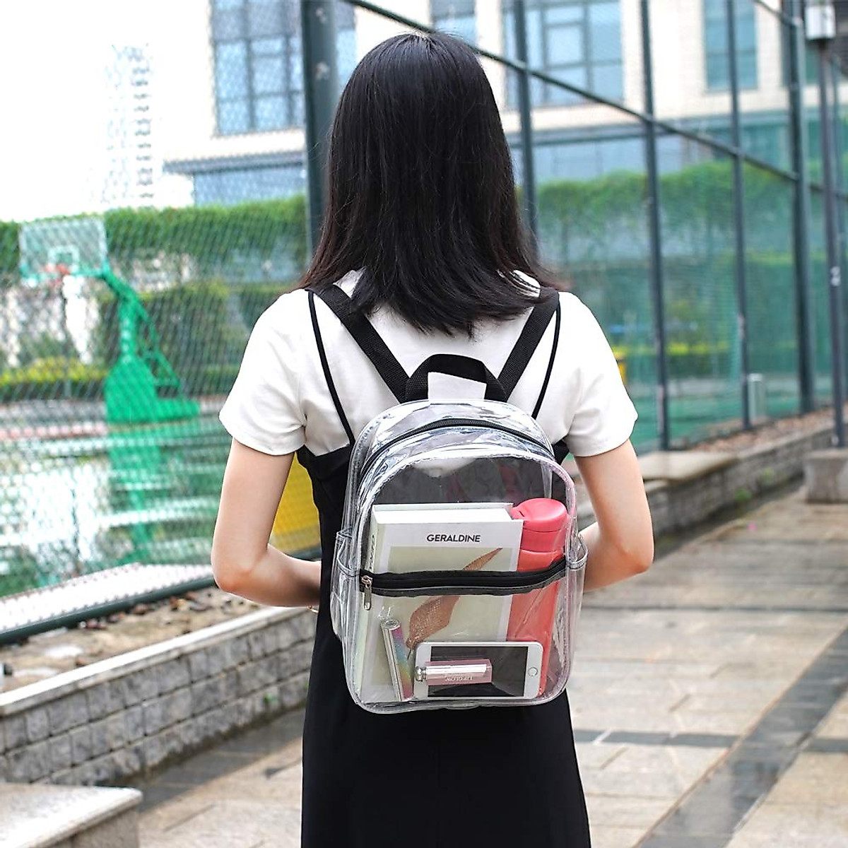 Clear Bag Stadium Approved Clear Mini Backpack Heavy Duty Cold-Resistant Transparent PVC Backpack with Work, Security Travel & Stadium