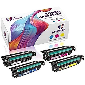 AZ Compatible Toner Cartridge Replacement for HP 647A-648A (CE260A, CE261A, CE262A, CE263A) 4 Pack Set - 1 Black / 1 Cyan / 1 Magenta / 1 Yellow