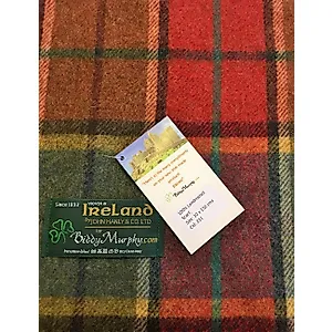 Biddy Murphy 100% Irish Lambswool Plaid Scarf, Soft & Warm, Celtic Tartan Pattern, Earthtone