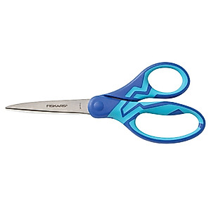 Fiskars 199710-1007 Back to School Supplies, Left Handed Student Kids Scissors, 7 Inch, Blue Lightning