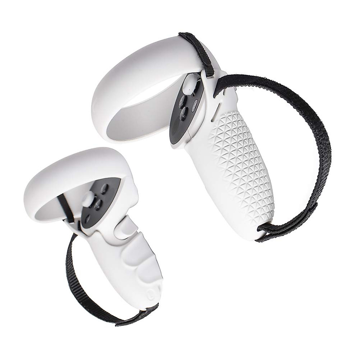 SINWEVR Touch Controller Grip Cover Compatible for Meta/Oculus Quest 2, Anti-Throw Handle Protecting Sleeve Quest 2 Accessories with Adjustable Knuckle Strap (White - TPU)