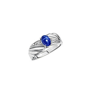 Rylos Rings for Women Sterling Silver Angel Wing Ring 7X5MM Gemstone & Diamonds September Blue Star Sapphire Jewelry for Women Size 8