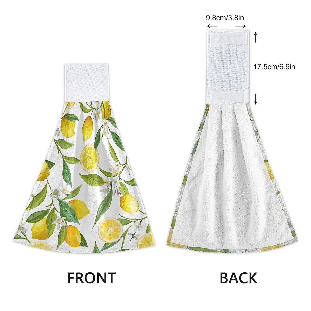 ALAZA Lemon Floral Kitchen Towels Tea Towels Dish Towels with Hanging Loop 2 Pack