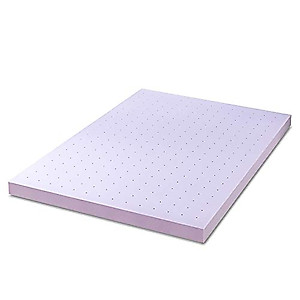 Mellow 4 Inch Ventilated Memory Foam Mattress Topper, Soothing Lavender Infusion, CertiPUR-US Certified, Queen