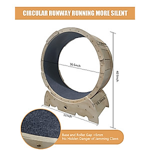 Cat Wheel Cat Exercise Wheel Indoor, Cat Treadmill Wheel, Cat Running Wheel Cat Toy Cats Loss Weight Device Natural Wood Grain