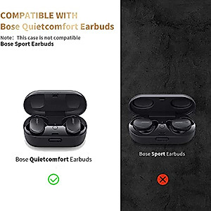 WQNIDE Case for Bose QuietComfort Earbuds 2020, Soft Silicone Cover Protective Skin Sleeve Scratch Shock Resistant with Carabiner (Blue)