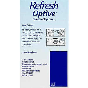 Refresh Optive Lubricant Eye Drops, Preservative-Free, 0.01 Fl Oz Single-Use Containers, 60 Count