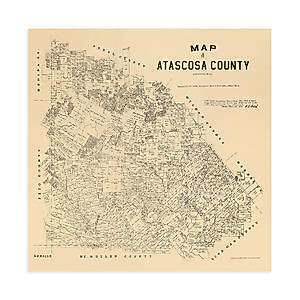 HISTORIX Vintage 1879 Atascosa County Texas Map - 16x16 Inch Vintage Map of Atascosa County Wall Art - Old Atascosa County Map Poster - History Map of Atascosa County TX Showing Land Ownership