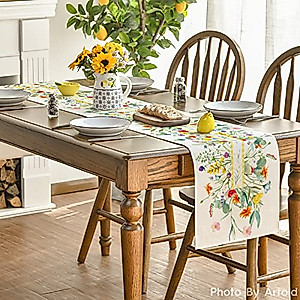 Artoid Mode Flower Floral Table Runner, Spring Summer Seasonal Kitchen Dining Table Decoration for Indoor Outdoor Home Party Decor 13 x 72 Inch