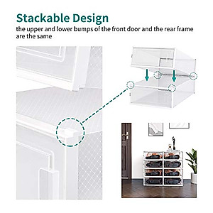 PARANTA 4-Piece Boot Shoe Storage Box, Stackable Clear Plastic Shoe Organizer, With Clear Door For Storing Women Shoes 20.5" x 12.5" x 5.5"