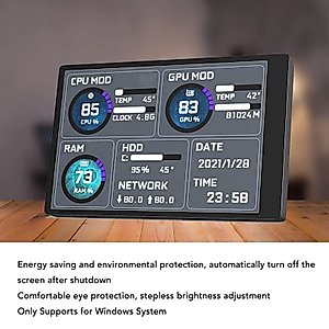 Computer Temp Monitor, 3.5in IPS USB Mini Screen PC Sensor Panel Display Temperature Monitor for AIDA64 PC CPU Data Monitor, Only Support for Windows System