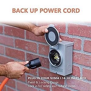 BOEEMI Generator Transfer Switch Adapter Cord L5-30P Male to L14-30R Female, 30 Amp Twist Lock 3 Prong to 4 Prong Generator Plug Adapter Connects Generator’s 3 Prong Outlet to 4 Prong Inlet Box, 1.5FT