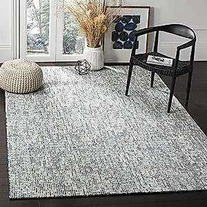 SAFAVIEH Abstract Collection 8' x 10' Blue / Charcoal ABT468B Handmade Premium Wool Area Rug