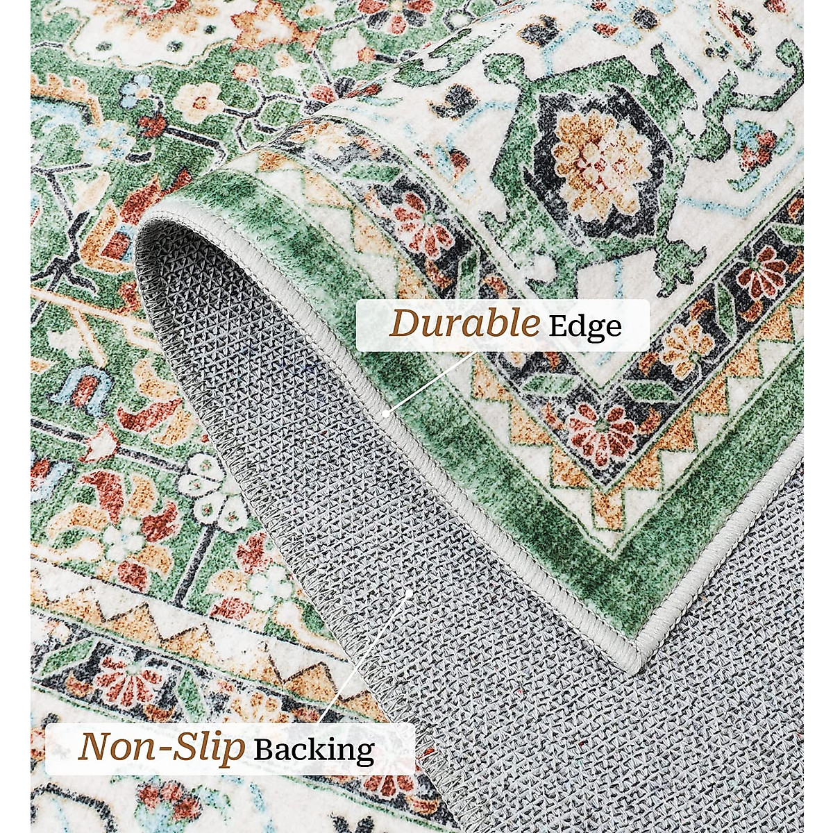 befbee 5x7 Area Rugs for living Room-Ultra-Thin Super Soft Washable Rugs with Anti-Slip Backing, Stain Resistant Foldable Home Decor Area rug (Grass Green,5'x7')