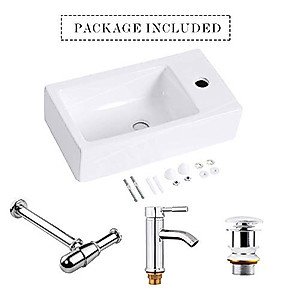 Gimify Bathroom Corner Sink Wall Hung Basin Rectangular Wall Mounted Small Cloakroom Sink Ceramic Modern in White - Faucet & No Overflow Drain Included