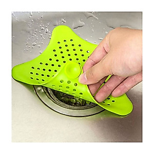 1PCS 15×13cm Bathtub Shower Floor Silicone Drain Stopper Five-pointed Star Kitchen Sink Mesh Filter,White
