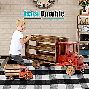 LulusVente Buffalo Plaid Outdoor Rug – 3’x5’ Machine Washable 3.5lbs Hotel Grade Thick Woven Yarn Black White Plaid Checkered Farmhouse Cotton for Indoor/Outdoor Front Porch Runner Layered Doormat