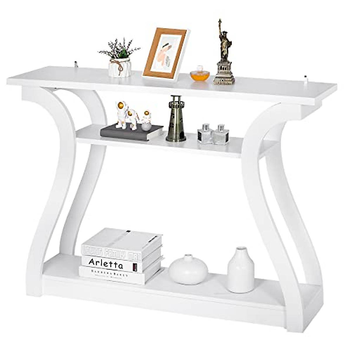 ZENY Console Table, Entryway Table with 3 Tier Storage Shelves, Narrow Long Sofa Table for Entryway, Living Room, Hallway, Couch, Foyer, White