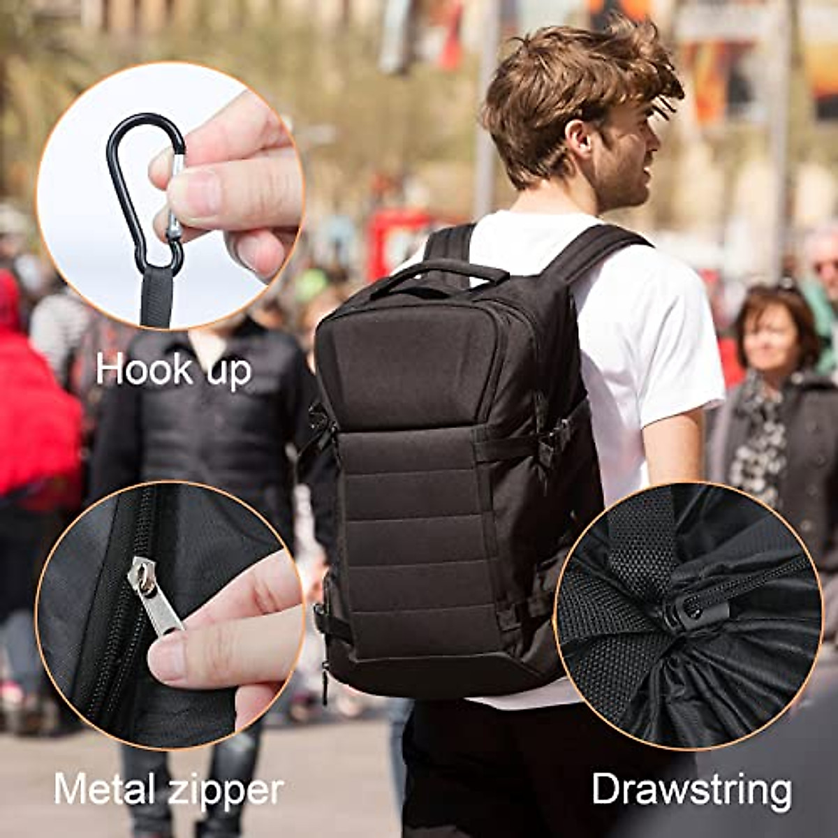 Travel Laundry Bag, Foldable Laundry Bag with Zipper and Drawstring, Lightweight and Expandable Dirty Clothes Bag, Washable Waterproof Wet Dry Bag for Travel, Camp, Fitness, Swimming (black)