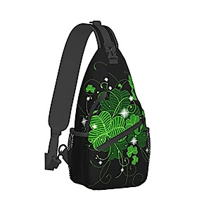ROSIHODE St. Patrick's Day Cute Shamrocks Sling Backpack,Travel Hiking Daypack Clover Crossbody Shoulder Bag