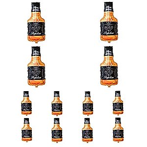 12 pcs 2 Size Whisky Bottle Balloons Foil Balloon 36 inch /12 inch Bottle Balloons Summer Party, Beer Festival, Birthday Party(mini size don't float)