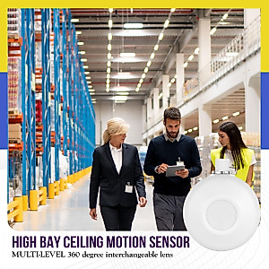 ENERLITES High Bay Ceiling Motion Sensor, Passive Infrared PIR Ceiling Sensor, 360° Field of View, 2800 Sq Ft Coverage, 120-277VAC, Neutral Wire Required, Commercial/Industrial Grade, MPC-50H, White