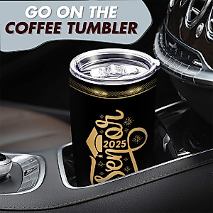 wowcugi Personalized Graduation Tumbler Senior Class Of 2025 Custom Cups with Lid 20oz 30oz Coffee Mugs Graduation Gifts Masters Tumblers for Men Women Graduating Daughter Son (Black)