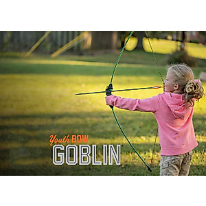 Bear Archery Goblin Bow Set for Youth, Recommended Ages 4-7, Ambidextrous, Continuous Draw Weight Up to 15-18 lb., Continuous Draw Length Up to 22-24-inches