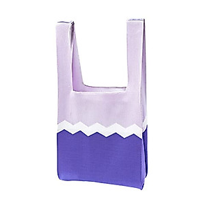 Cute Handbag for Women Aesthetics Crochet Tote Bag Large Capacity Solid Vibrant Color Casual Hobo Bag (Purple, Large)