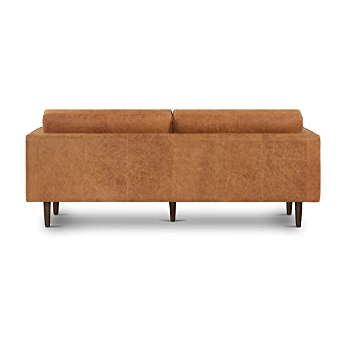 POLY & BARK Napa Leather Couch – 88.5-Inch Leather Sofa with Tufted Back - Full Grain Leather Couch with Feather-Down Topper On Seating Surfaces – Pure-Aniline Italian Leather – Cognac Tan