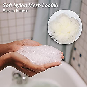 IMAVO Shower Body Brush,Dual-sided Bath Brush with Bristles and Loofah,Long Handle Back Scrubber for Shower,Anti Slip Back Washer for Skin Exfoliating,Suitable for Wet or Dry Brushing(Black)