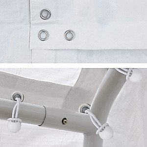 BenefitUSA Canopy ONLY 10'x20' Carport Replacement Canopy Outdoor Tent Garage Top Tarp Shelter Cover w Ball Bungees (White)