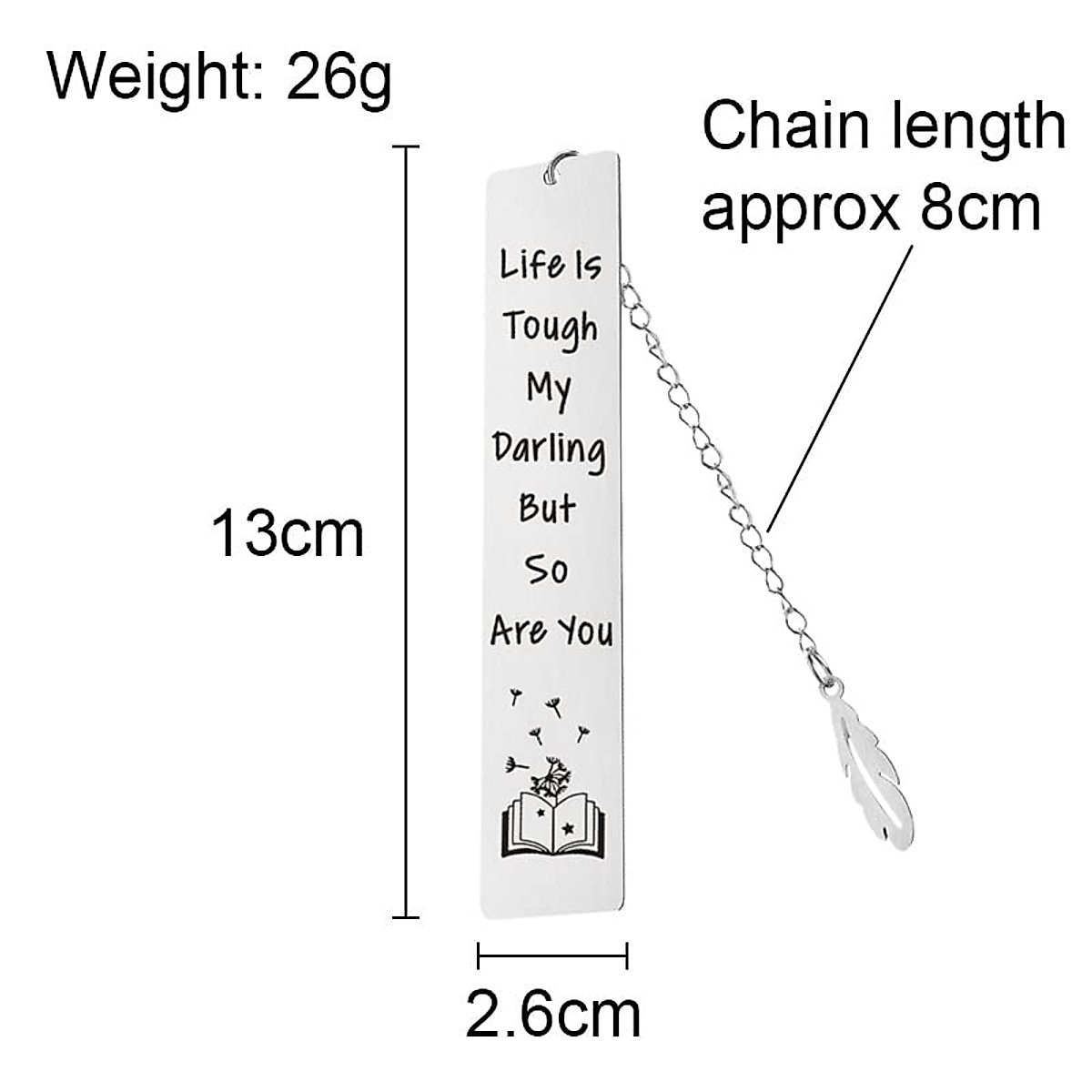 Inspirational Gifts Bookmarks for Women Men Christmas Birthday Gift for Book Lovers Daughter Son Motivational Book Markers for Women Men Life is Tough My Darling But So are You Bookmark