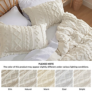 Bedsure Boho Duvet Cover Queen - Tufted Duvet Cover Queen Size for All Seasons, 3 Pieces Soft Shabby Chic Embroidery Boho Bedding Duvet Cover for Gifts (Beige, Queen, 90x90)