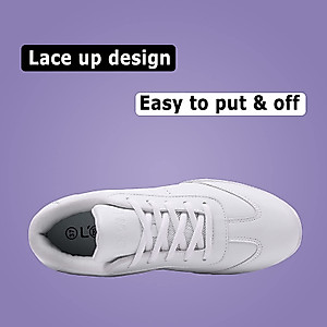 FLIOZY Womens Cheer Dance Shoes Girls White Cheerleading Competition Sports Shoes Fashion Breathable Athletic Walking Sneakers White Leather 36