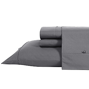 Nautica - Full Sheet Set, Cotton Percale Bedding Set, Crisp & Cool, Lightweight & Breathable (Whale Grey, Full)