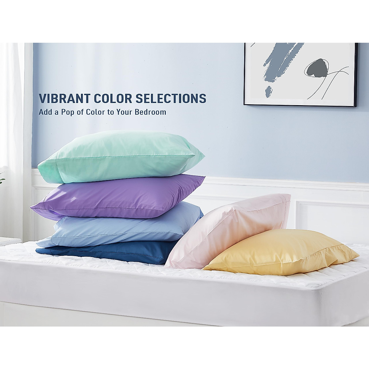 HOMTEC Pillow Cases, Standard Queen Size Cotton Percale Weave Pillowcases, Pre-Shrunk Breathable and Hypoallergenic Pillowcases, Set of 2 (2 Piece Standard/Queen 20 Inch x 30 Inch, White)