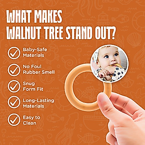 Walnut Tree - Maple Wood Teething Rings, Natural Wooden Teething Ring, Handcrafted Baby Teether, Plastic & Lead-Free Teething Ring, Baby Teether Toys, 3 Inches, 1-Piece