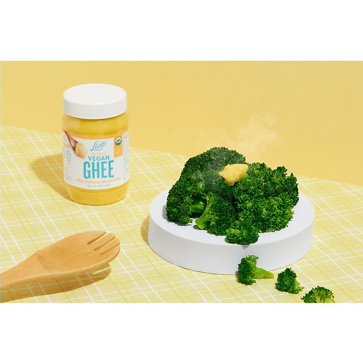 Livlo Organic Vegan Ghee - Plant Based Butter - No Refrigeration Necessary - Dairy Free, Soy Free, Gluten Free Substitute to Ghee and Butter - 14 oz.