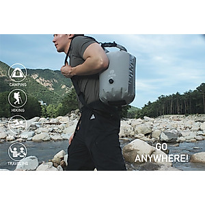 Noitullop Washbag Portable Washing Machine - 15L Fully Waterproof Dry Bag - Lightweight Compact Nylon Washing Machine - Portable Manual Clothes Washer Laundry Bag (Gray)