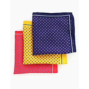 JEMYGINS 6PCS Red Yellow Pink Blue Silk Pocket Squares for Men Handkerchief Hanky Set (1)